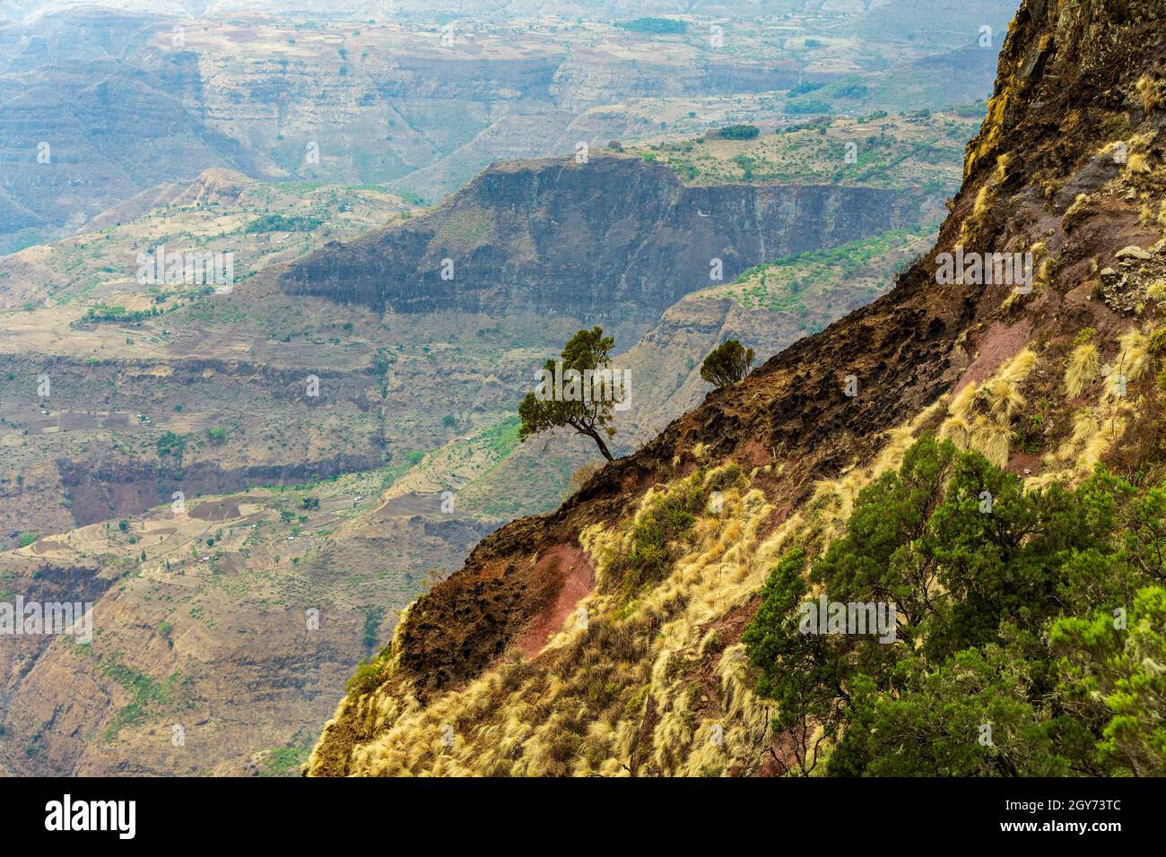 Beautiful highland landscape with valley. Afar region near city Mekelle ...