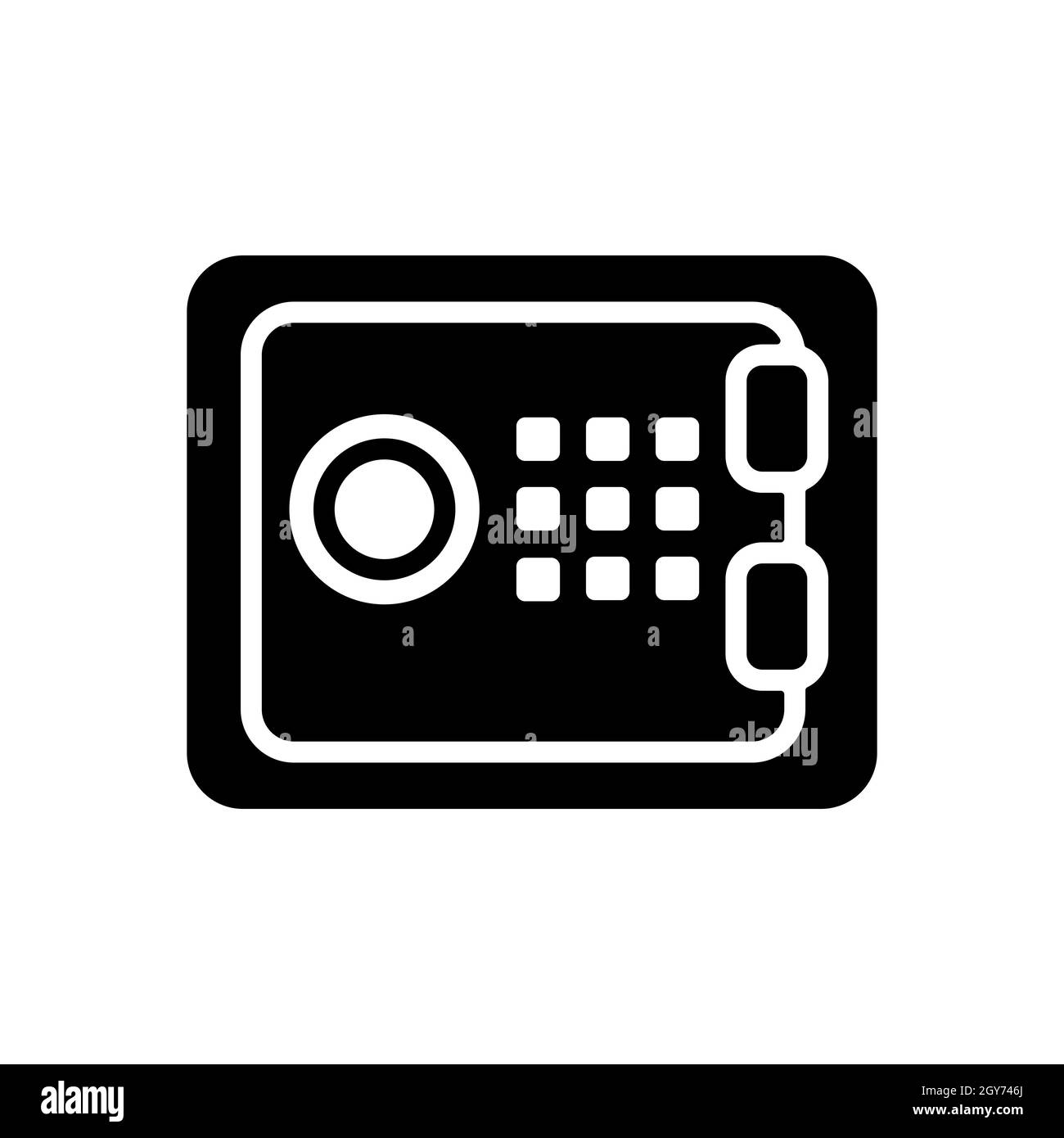 Bank safe outline glyph icon. Finances sign. Graph symbol for your web ...