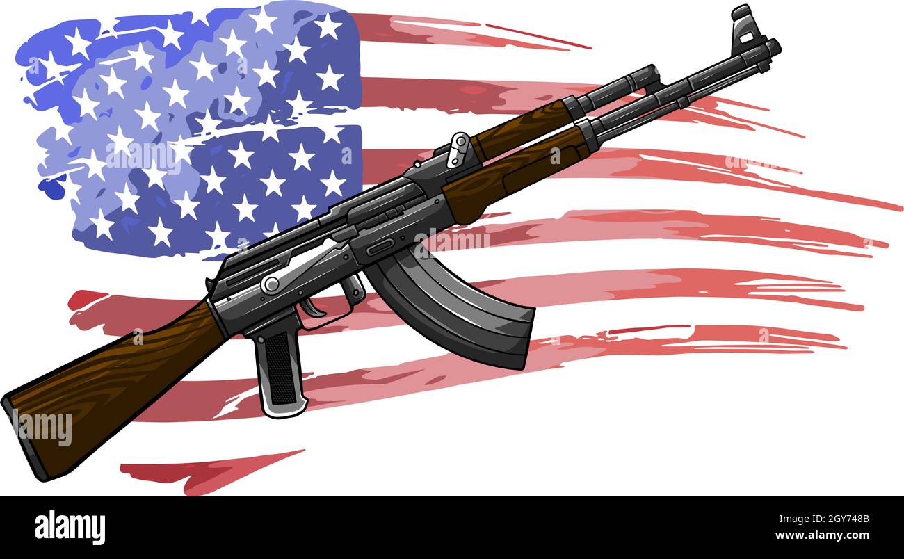 The USA flag with an AK 47 Rifle Stock Photo - Alamy