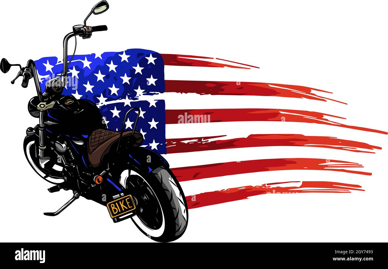 chopper motorcycle with american flag illustration Stock Photo - Alamy