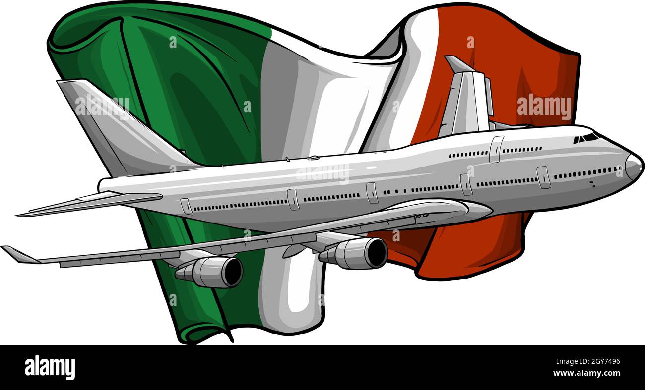 Italy travel illustration plane Cut Out Stock Images & Pictures - Alamy