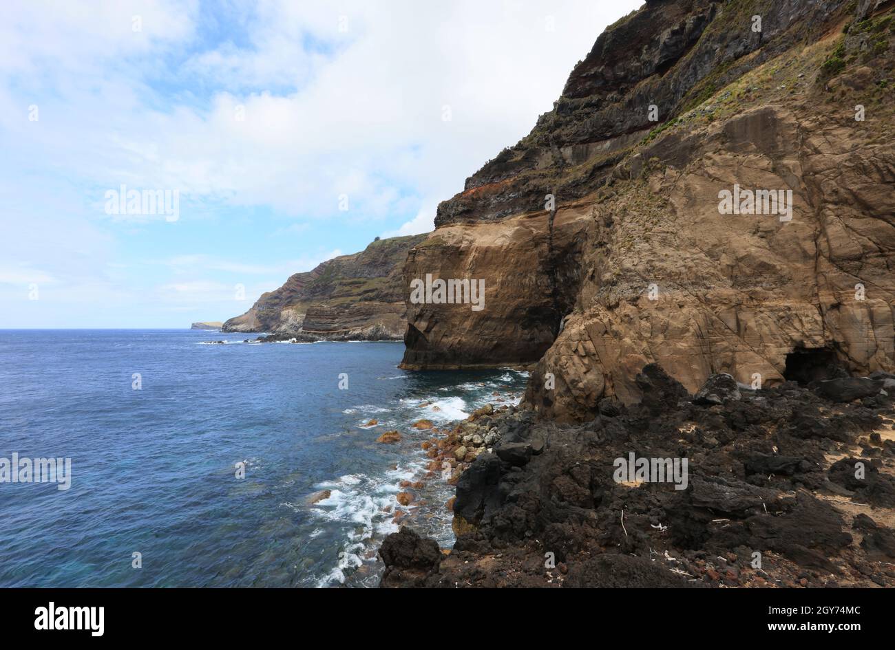 View of the cliff at Ferraria, Sao Miguel island, Azores Stock Photo ...