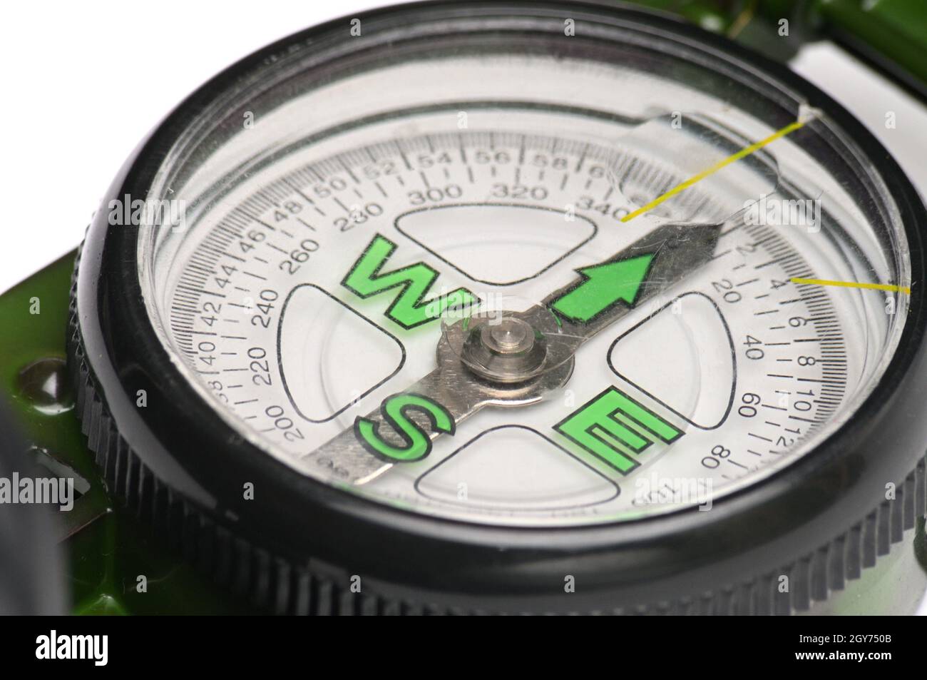 Army style compass for navigation on an isolated white background Stock ...