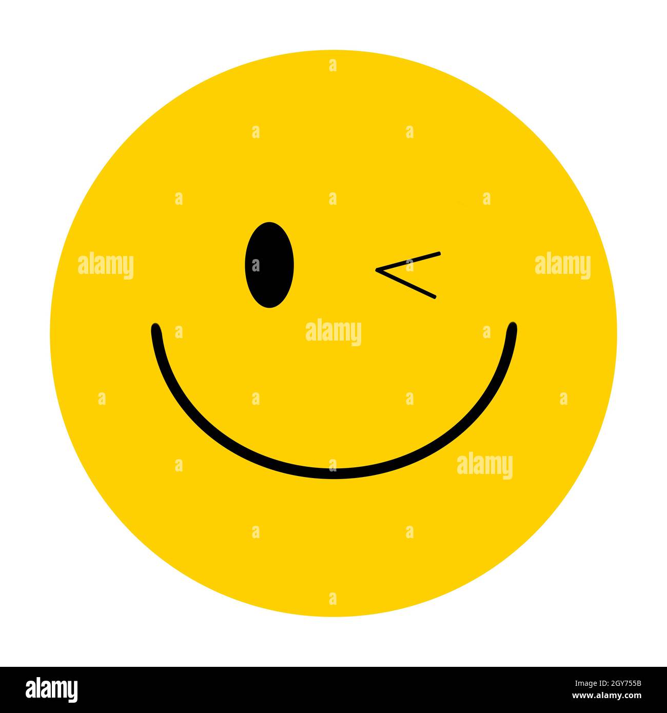 Smiley yellow face emoji on a white background Stock Photo - Alamy