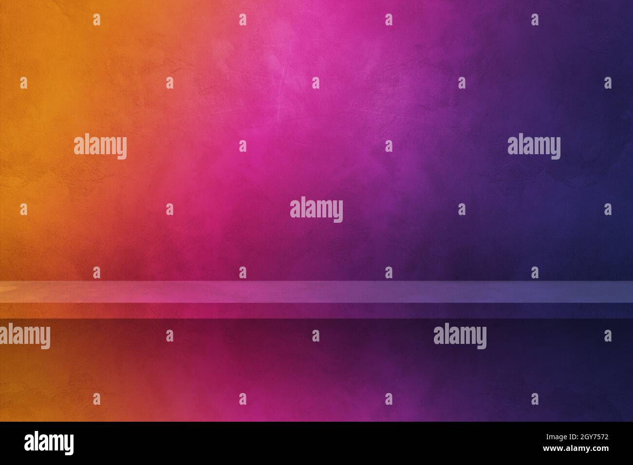 Empty shelf on a colorful wall. Background template scene. Horizontal ...