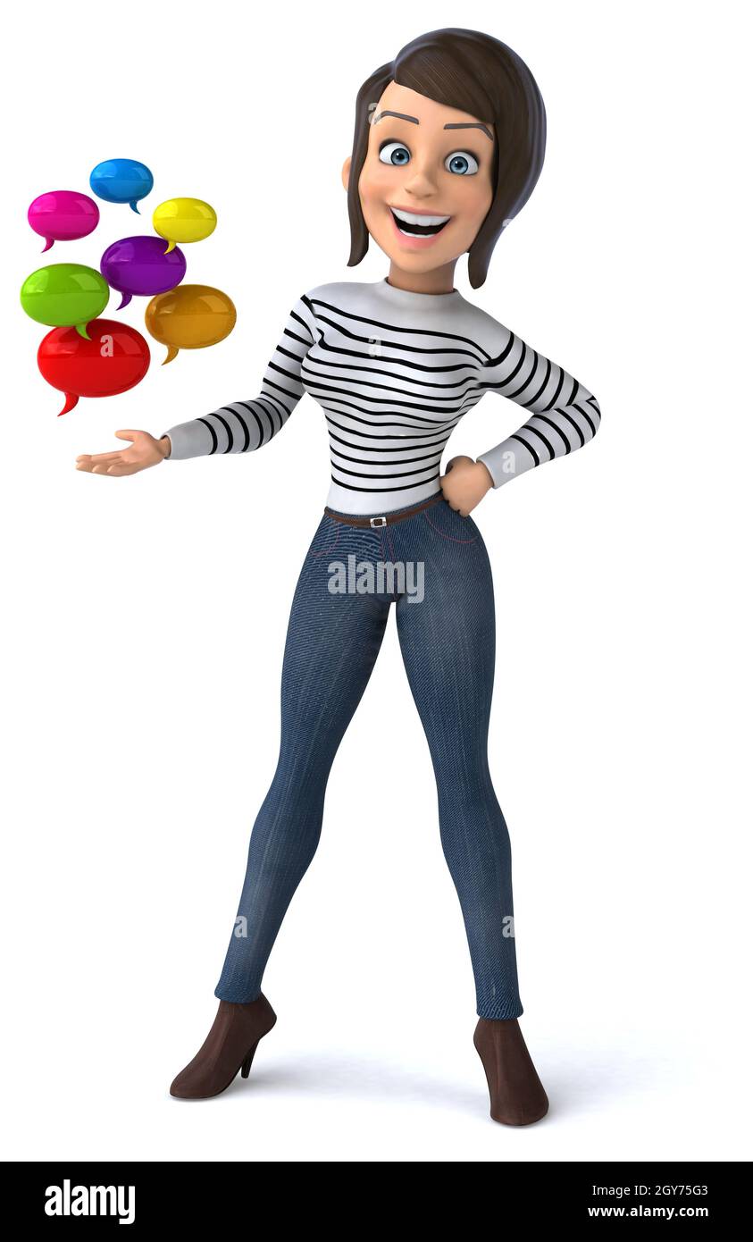 Fun 3D cartoon casual character woman Stock Photo - Alamy