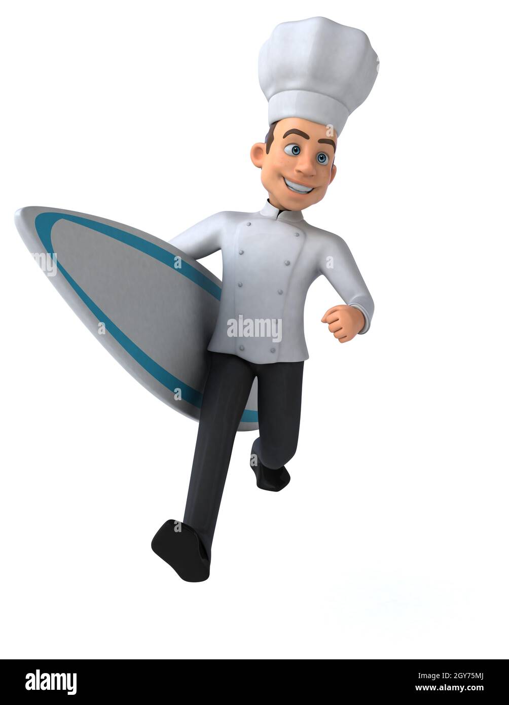 Fun 3D cartoon chef surfing Stock Photo - Alamy