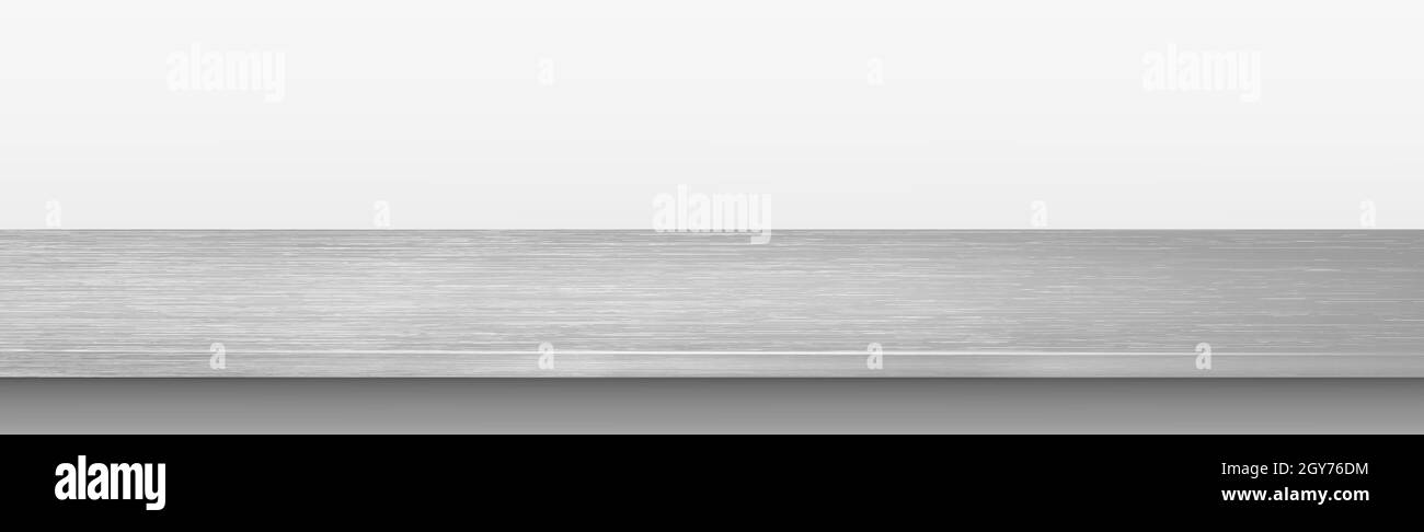 Metal kitchen countertop, iron texture, large table on a white ...