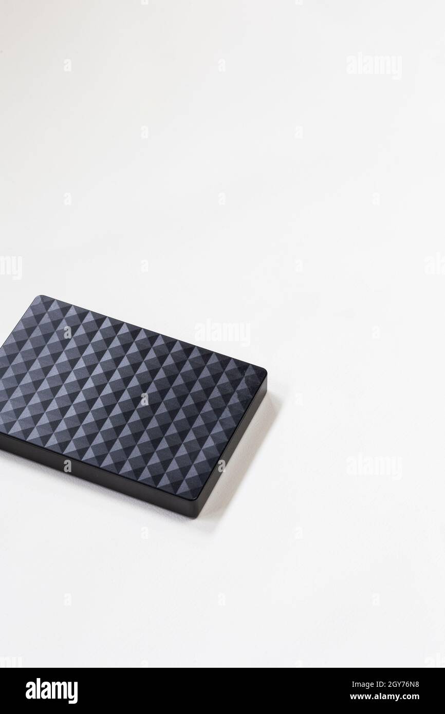 External hard disk drive isolated on white background, modern design ...