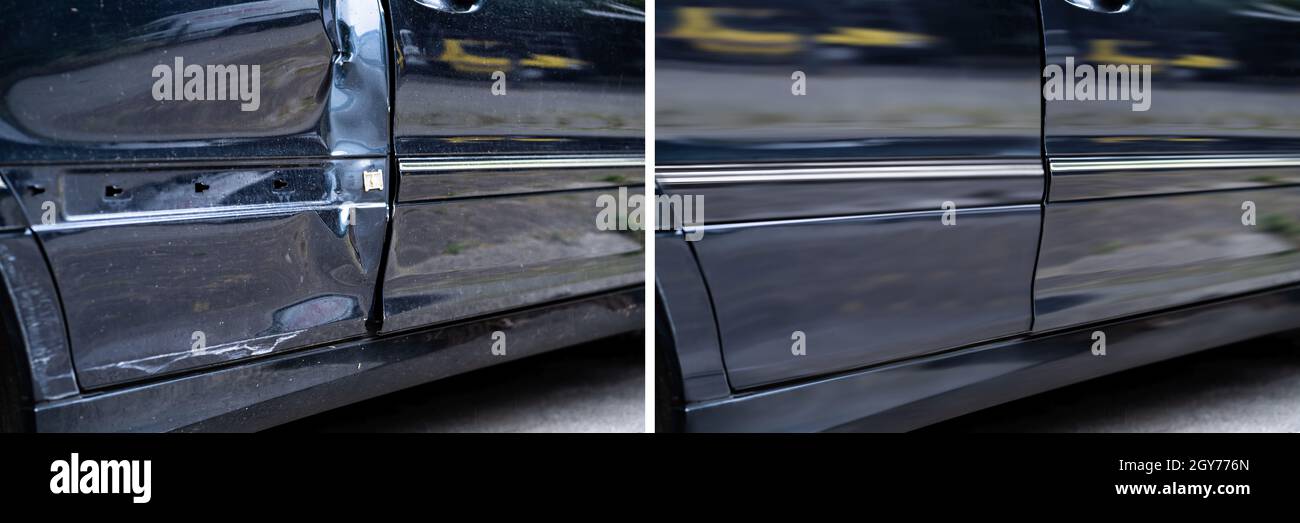 Photo Of Car Dent Repair Before And After Stock Photo - Alamy