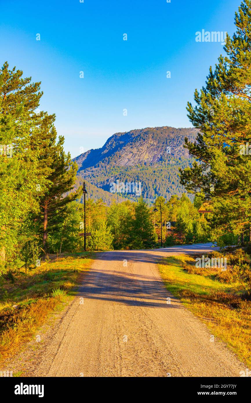 Morning sunrise in nature landscape of Norway mountain and pathway in ...
