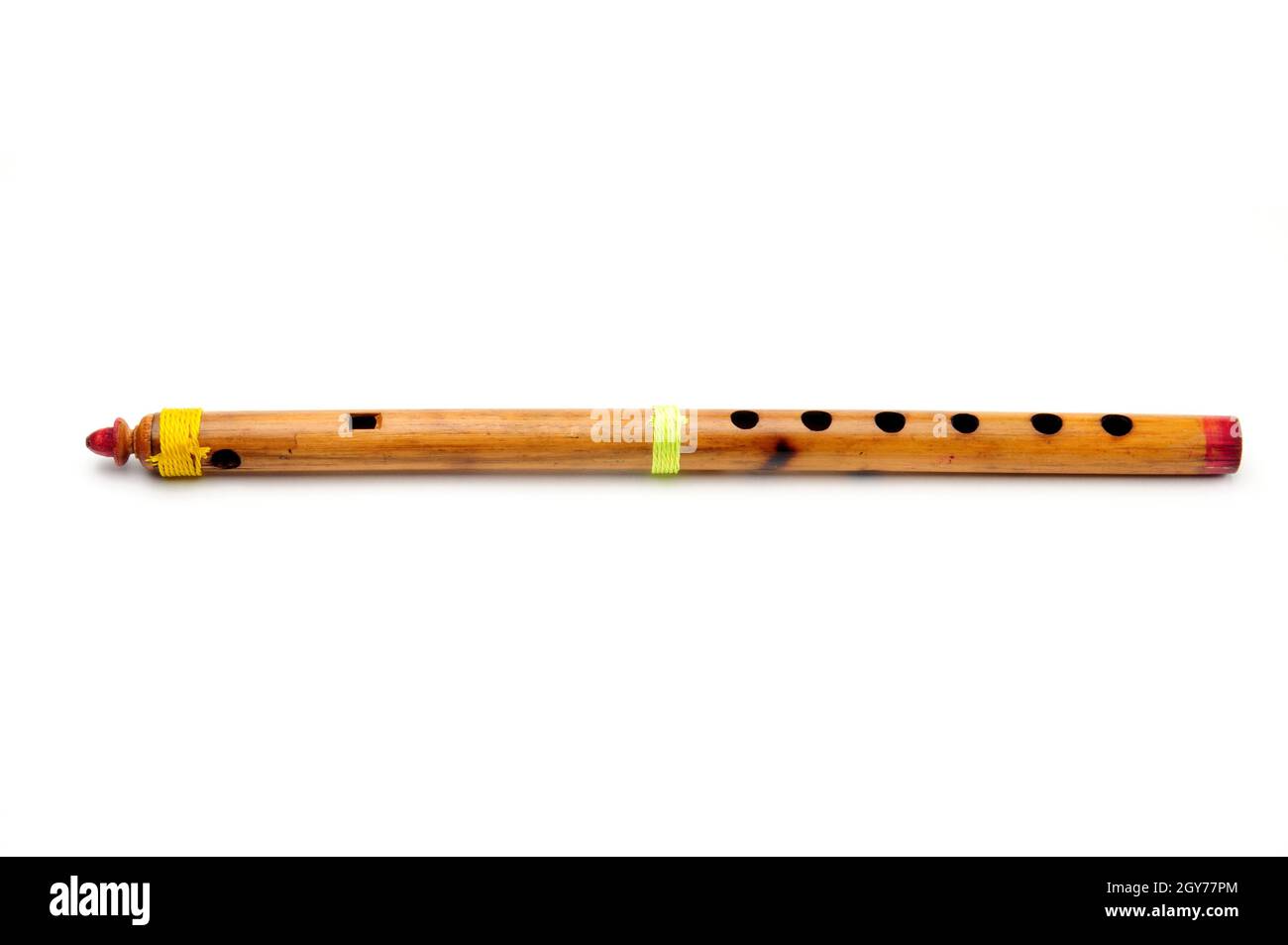 Bamboo wind instrument indian flute on isolated white background Stock ...