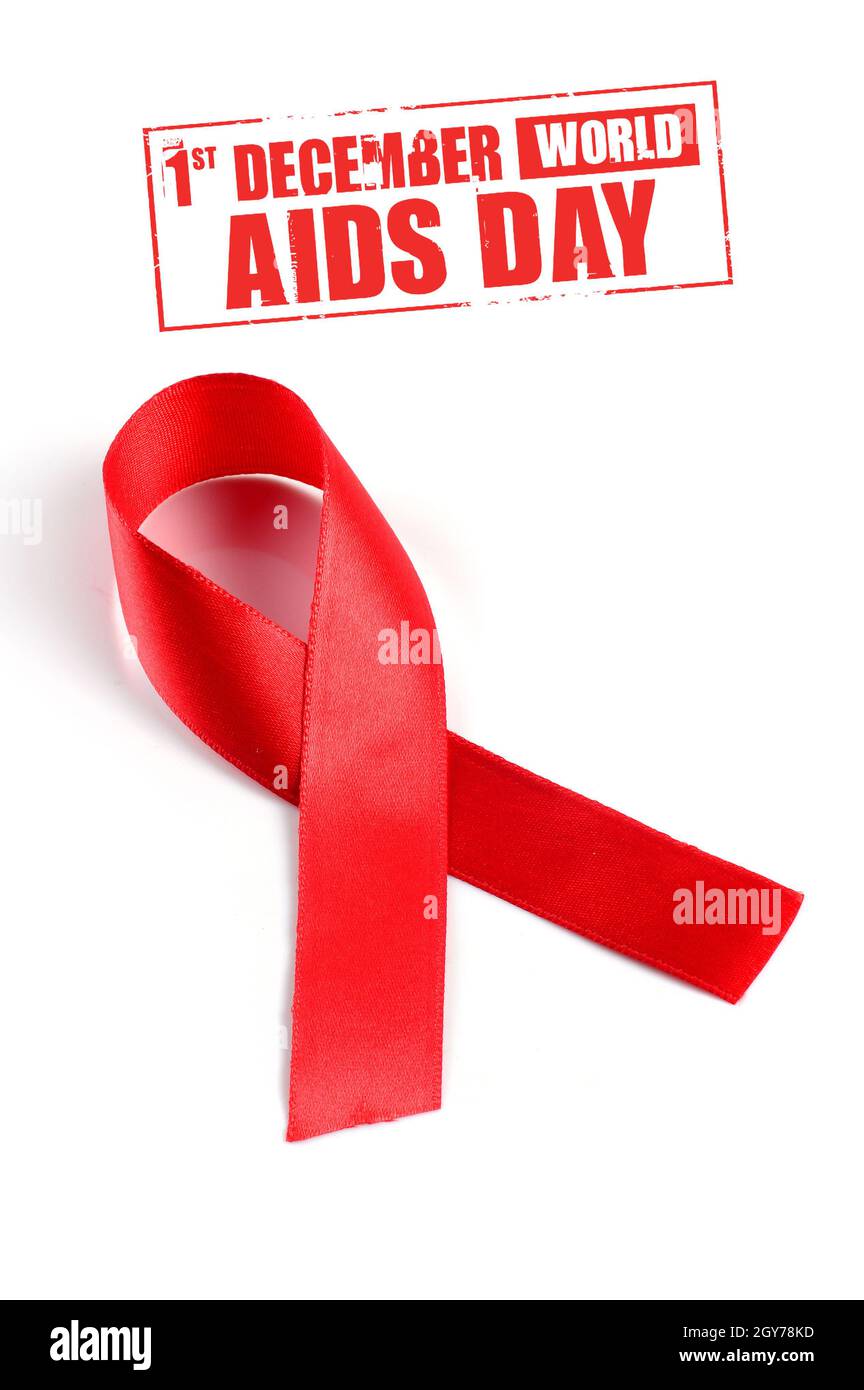 Aids Awareness Red Ribbon on white background Stock Photo - Alamy