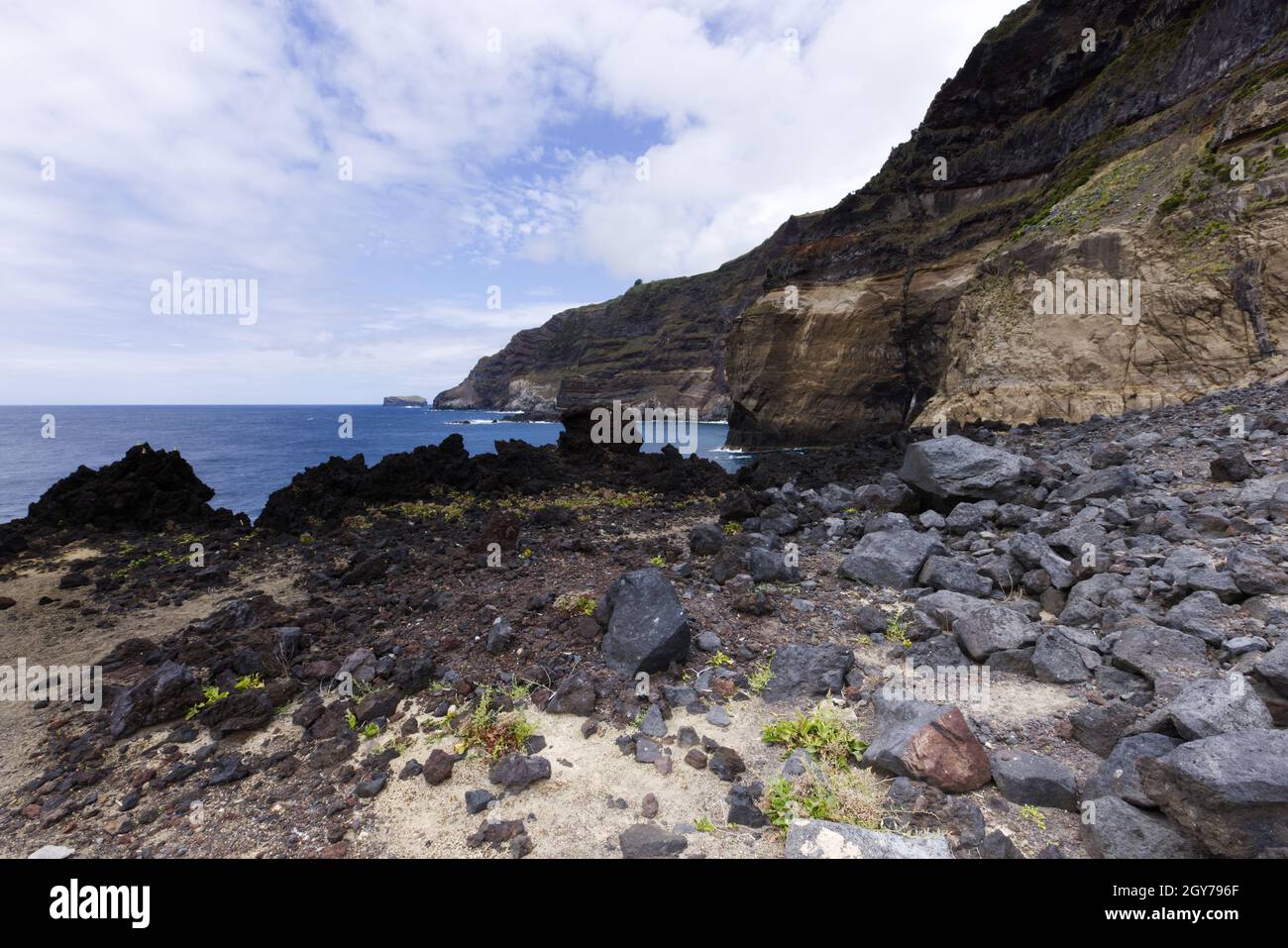 View of the cliff at Ferraria, Sao Miguel island, Azores Stock Photo ...