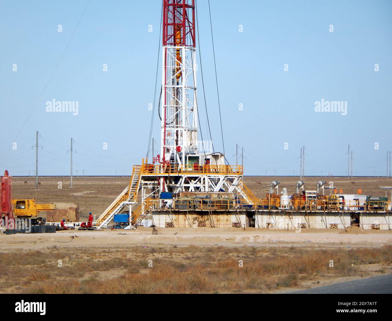 Drilling Rig in the steppe. Kazakhstan. Mangistau region. 10 September ...