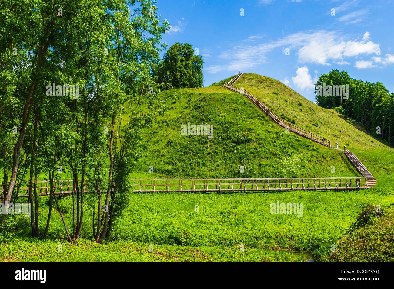 Wooden Stairs to The Top of The Historic Mound Stock Photo - Alamy