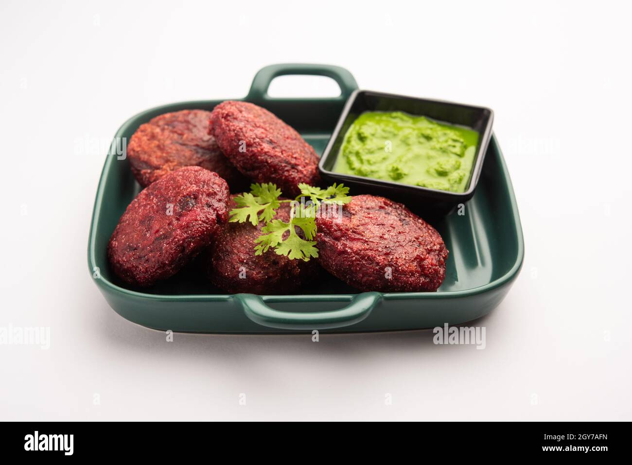 Beet Root Patties or cutlet or tikki served with green chutney Stock ...