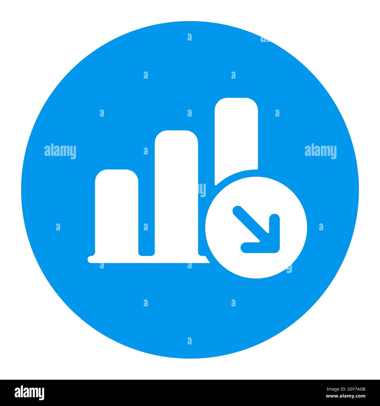 Decrease outline white glyph icon. Office sign. Graph symbol for your ...