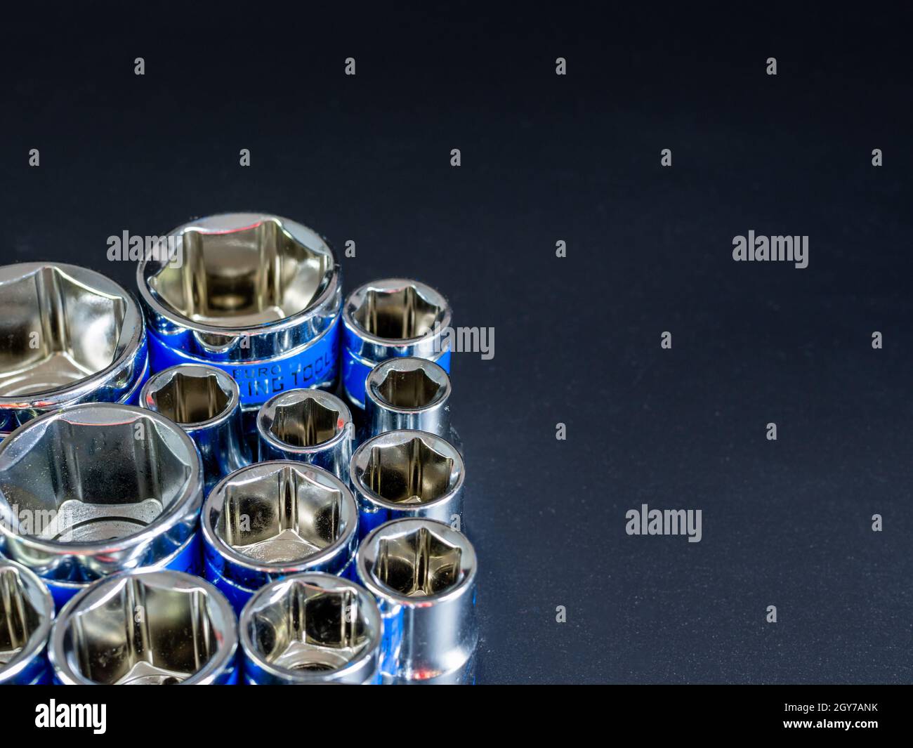 Block wrench set on a black background Stock Photo - Alamy