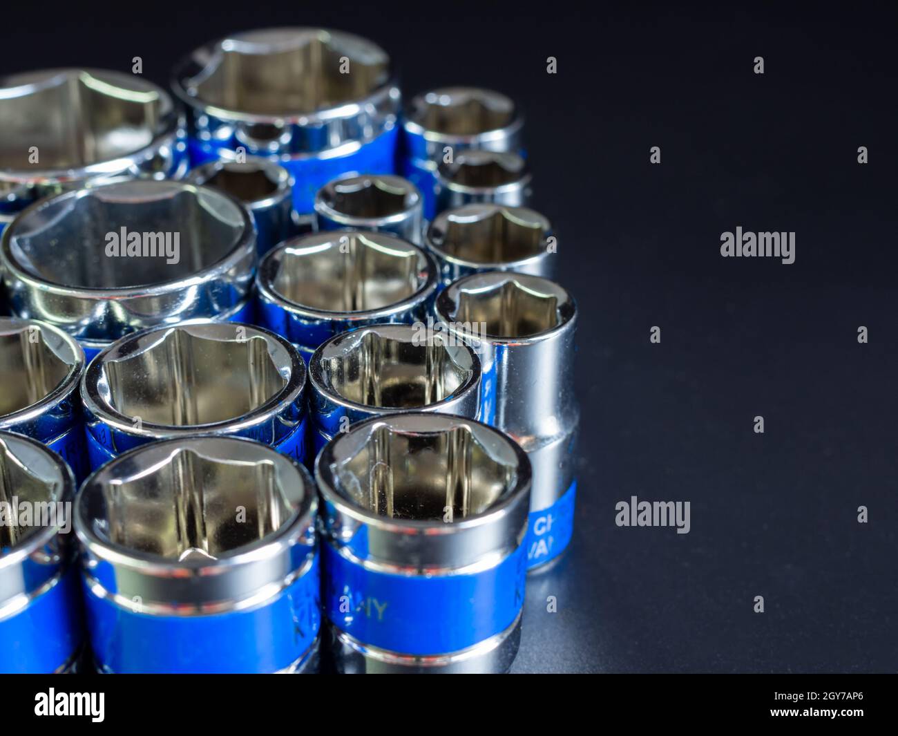 Block wrench set on a black background Stock Photo - Alamy