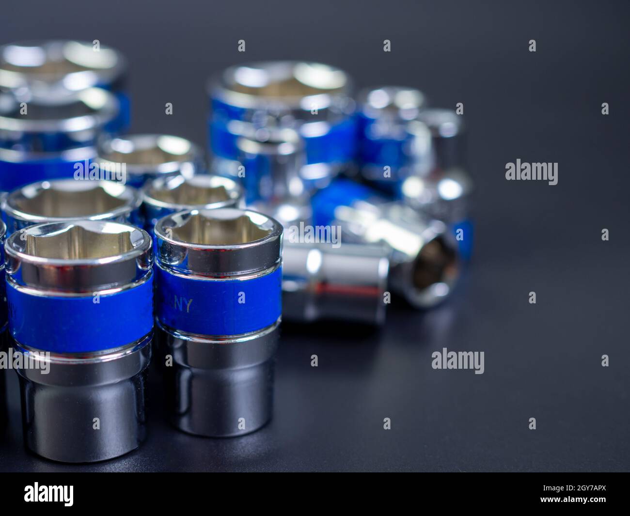 Block wrench set on a black background Stock Photo - Alamy