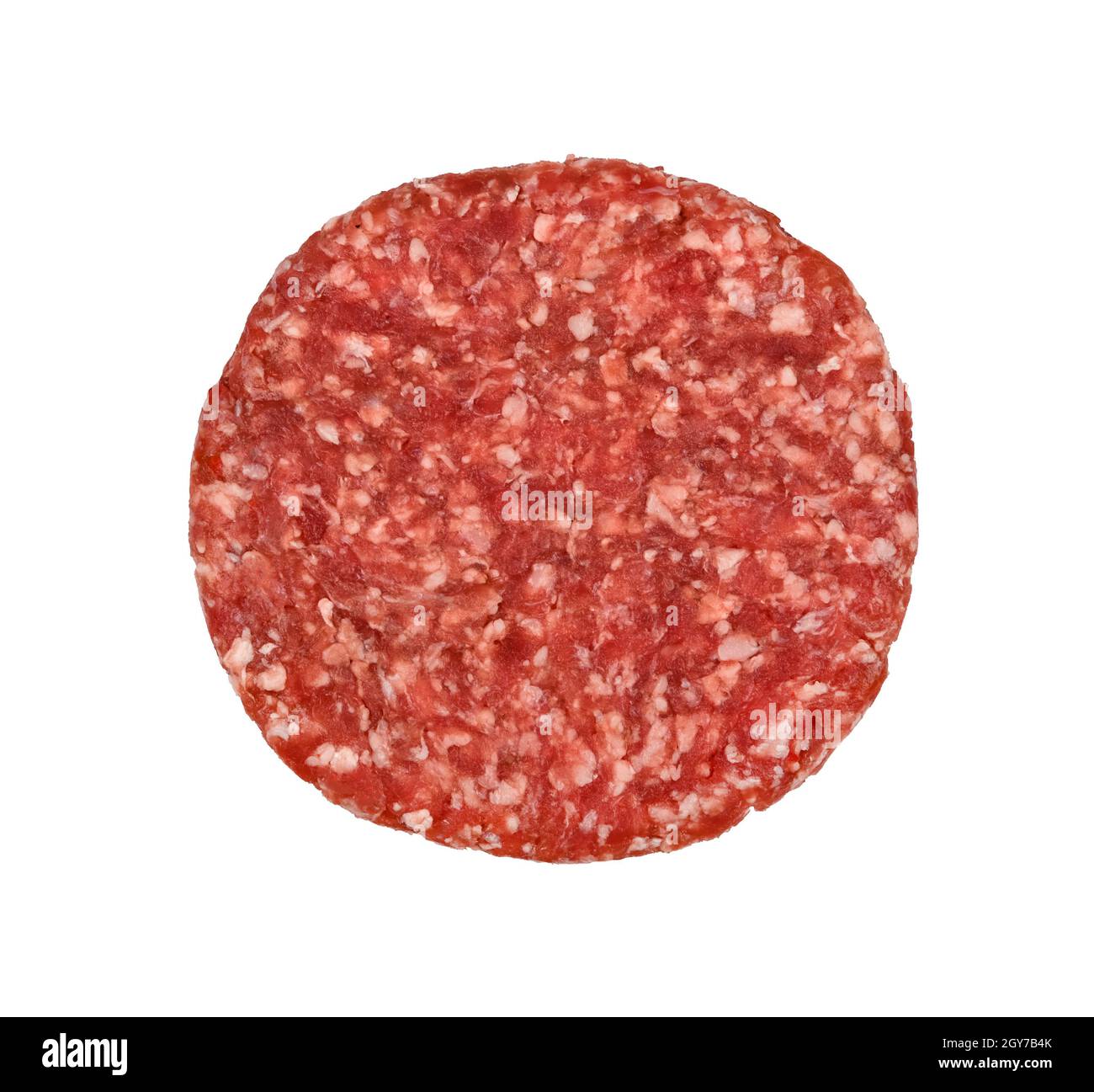 One fresh raw beef meat burger for hamburger isolated on white ...