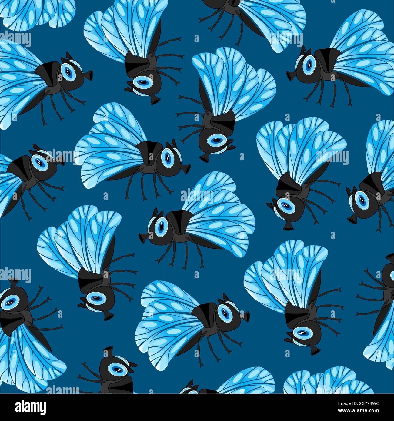 Insect fly decorative pattern on turn blue background Stock Photo - Alamy