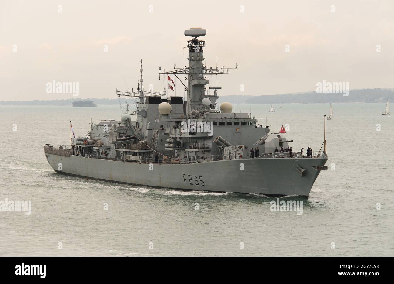 The Royal Navy Duke class Type 23 frigate HMS MONMOUTH (F235) arrives ...