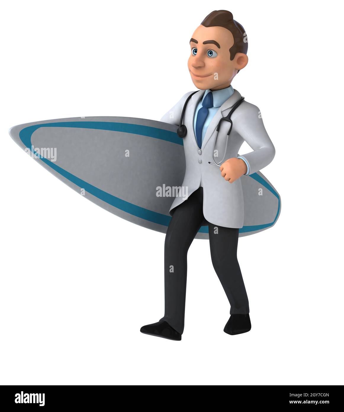 Fun 3D cartoon doctor surfing Stock Photo - Alamy