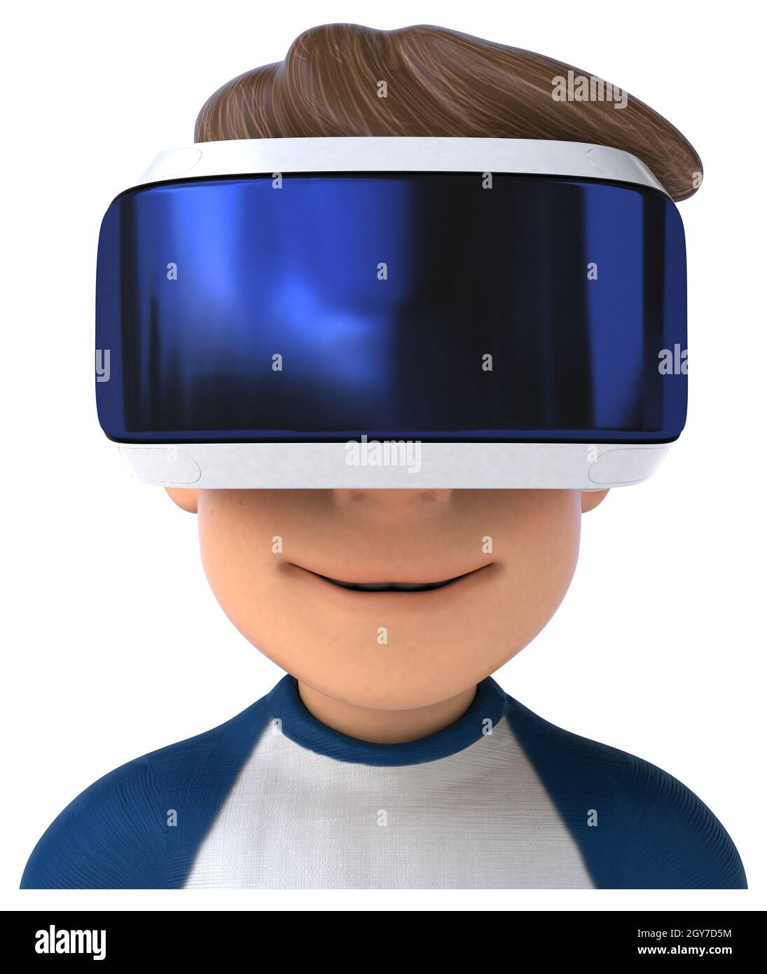 Fun 3D illustration of a cartoon kid with a VR helmet Stock Photo - Alamy