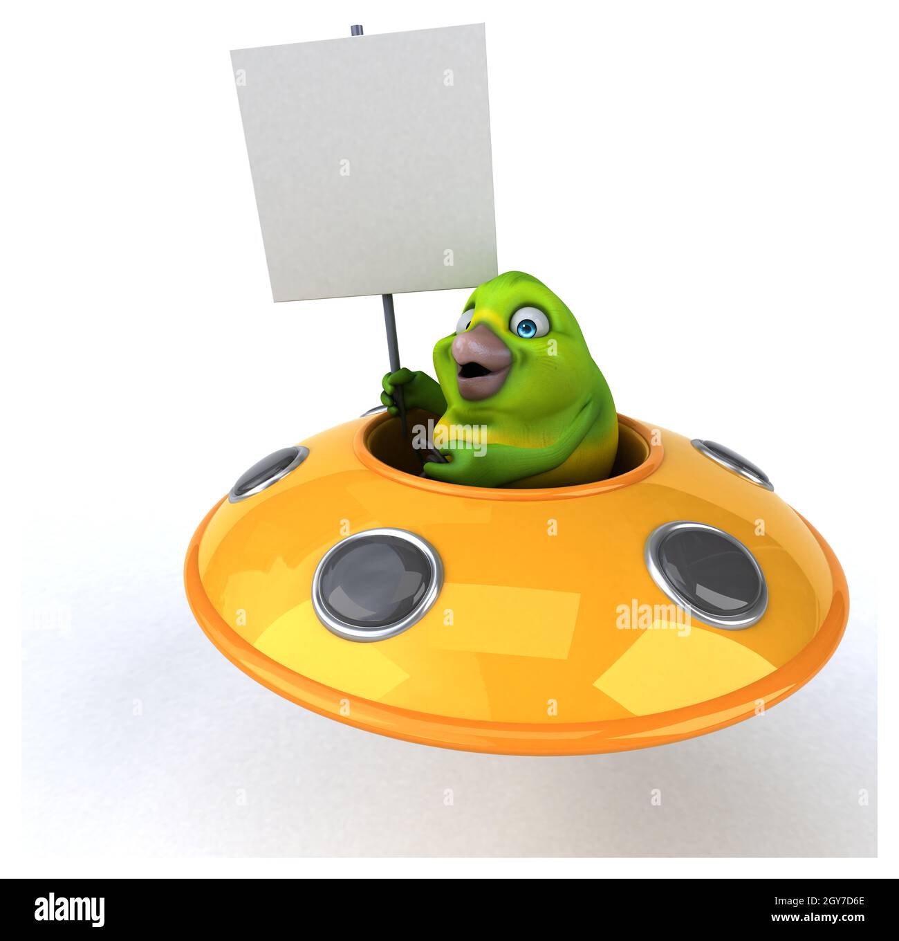 Fun green bird - 3D Illustration Stock Photo - Alamy