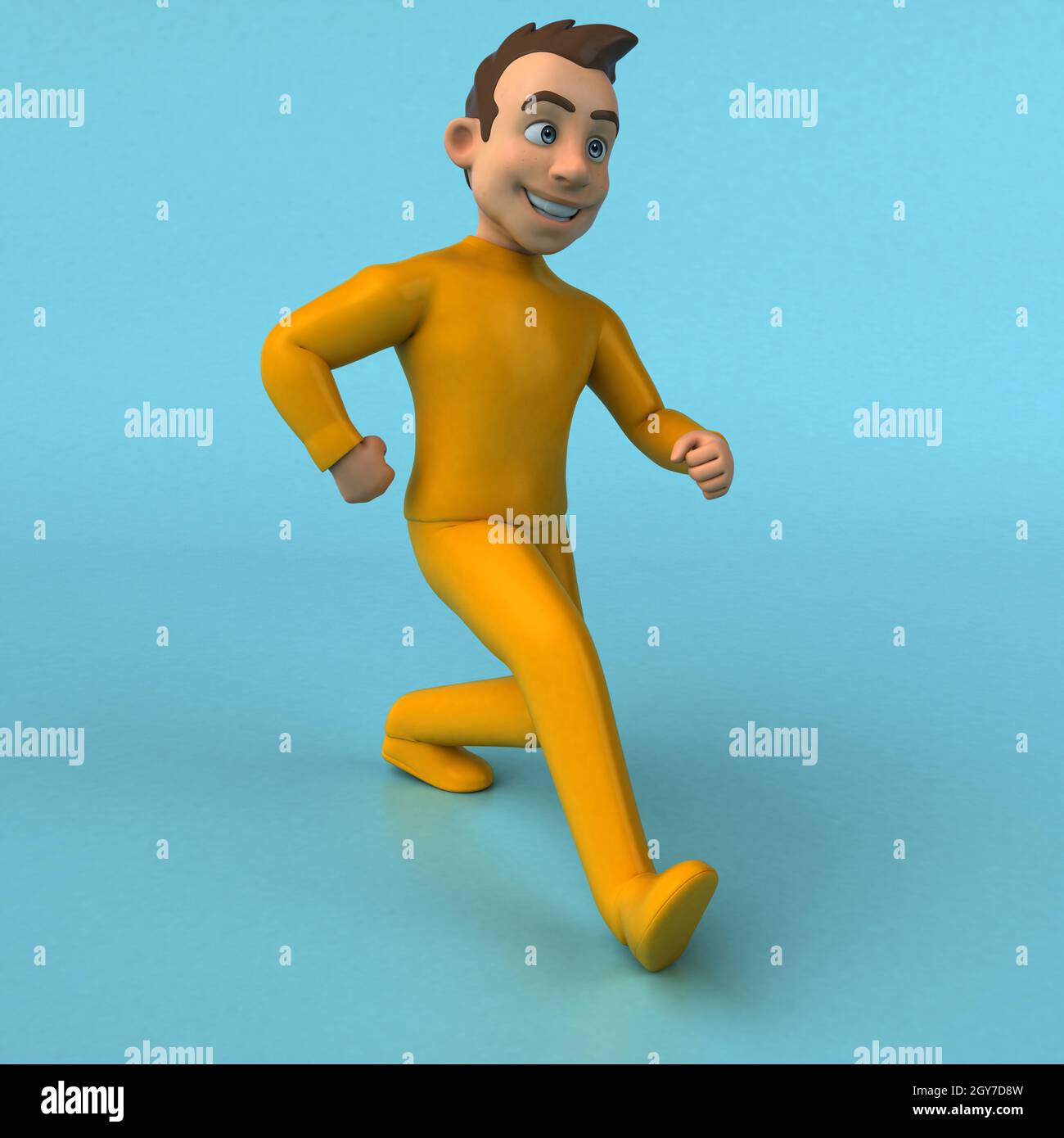 Fun 3D cartoon yellow character Stock Photo - Alamy