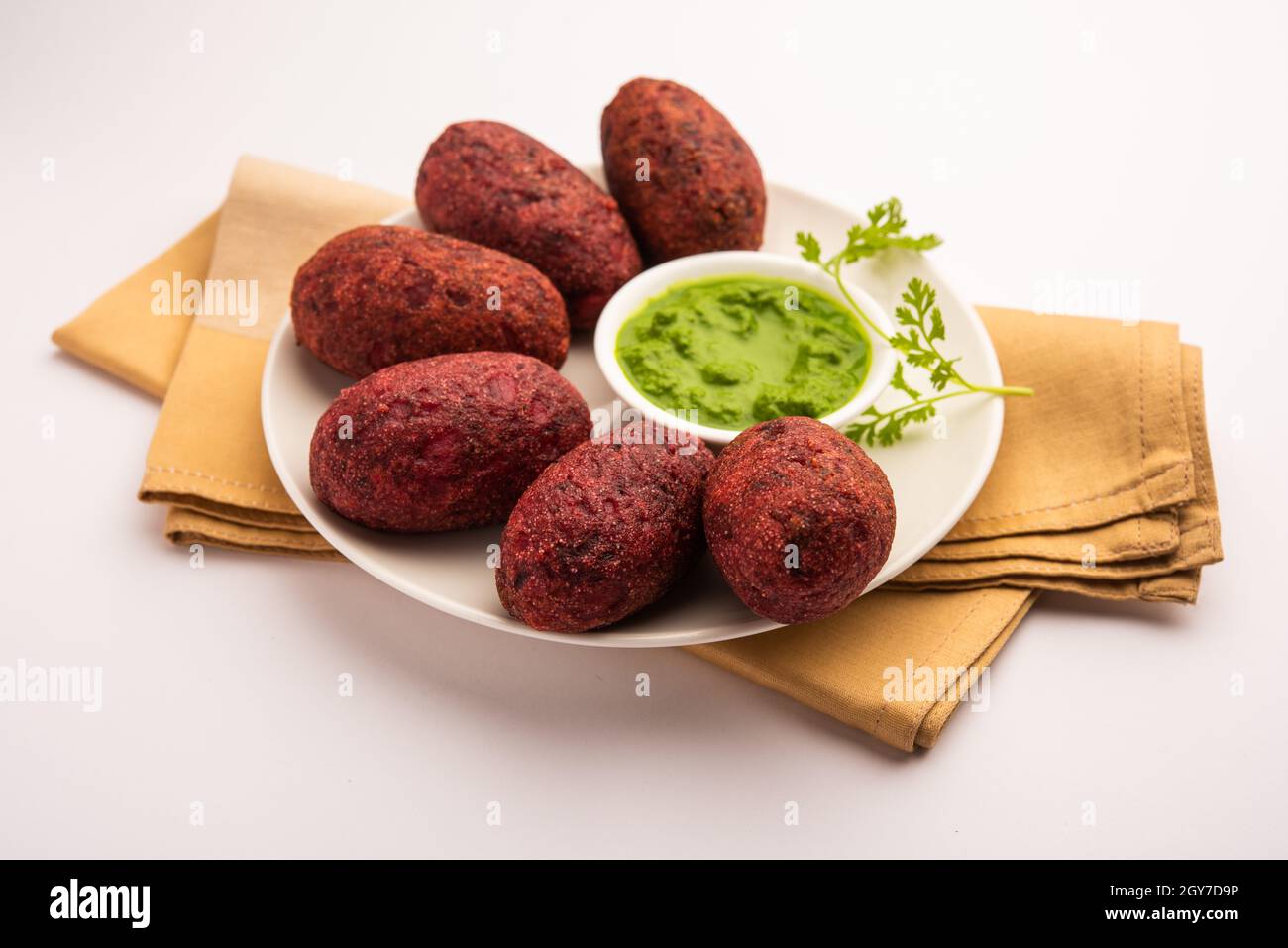 Beet Root Patties or cutlet or tikki served with green chutney Stock ...