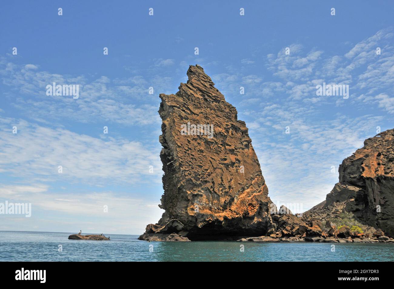 The Pinacle rock, Bartolomé island, Galapagos islands, Ecuador Stock ...