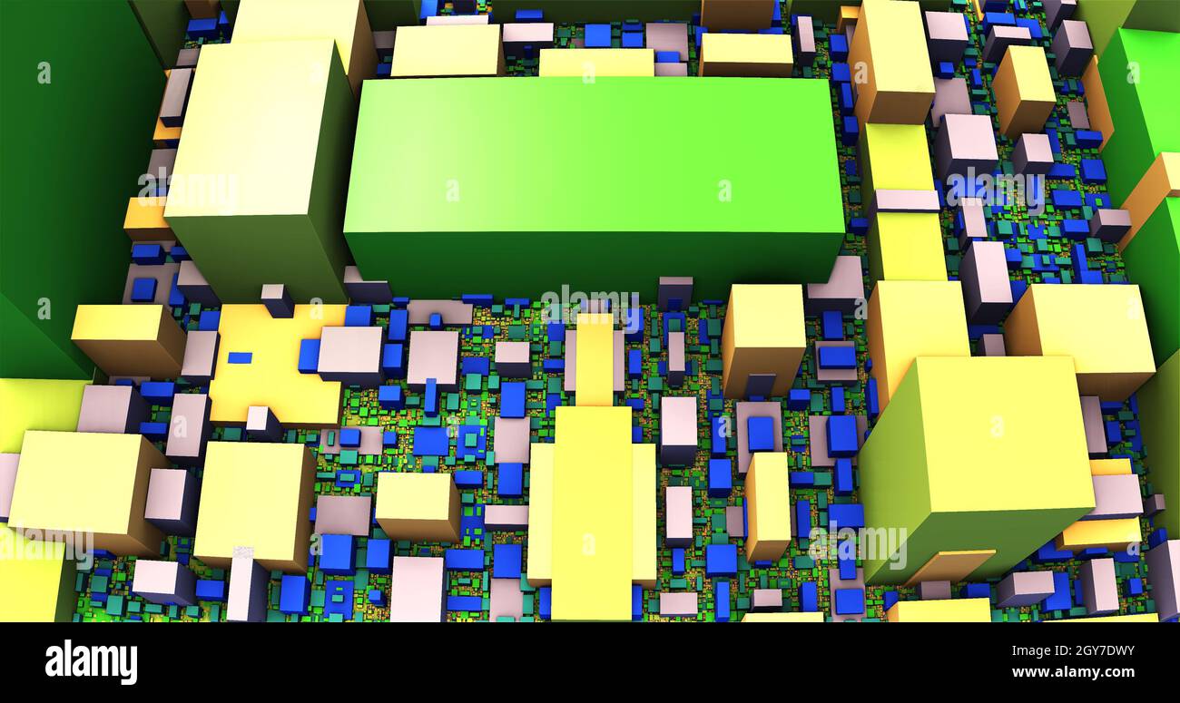 Flight through Cube of technic Stock Photo - Alamy