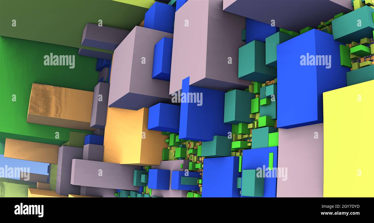 Flight through Cube of technic Stock Photo - Alamy