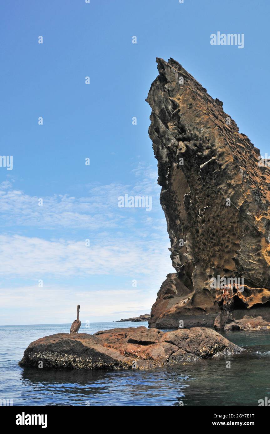 Pinacle rock, Bartolomé island, Galapagos islands, Ecuador Stock Photo ...