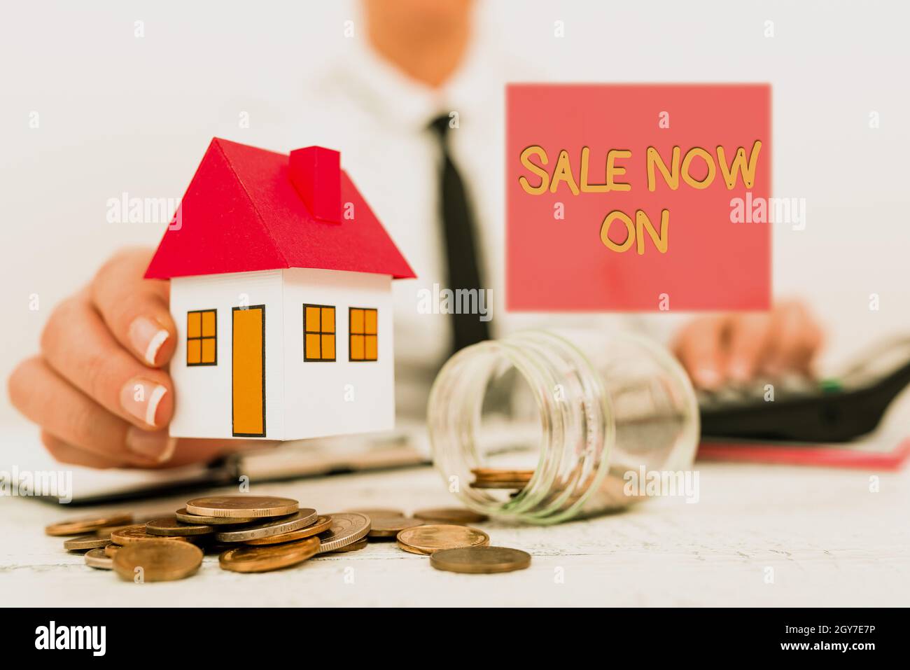 Text caption presenting Sale Now On, Business idea Discounts and ...