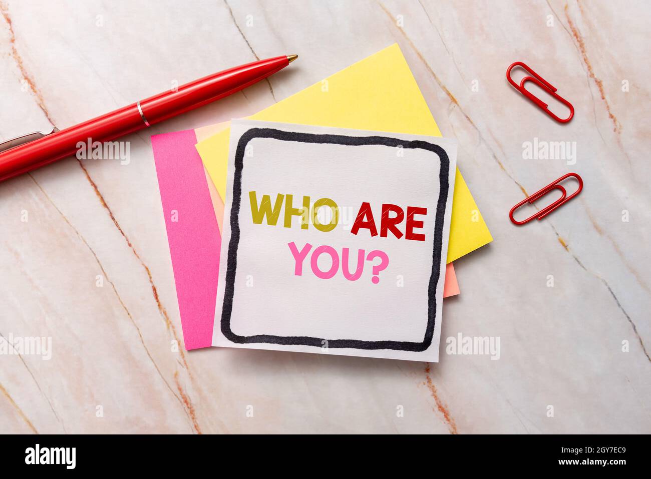 Text sign showing Who Are You Question, Internet Concept asking an ...