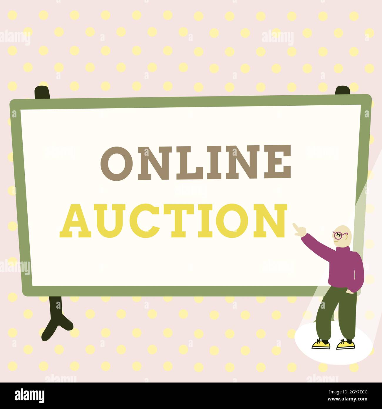 Text caption presenting Online Auction, Conceptual photo digitized sale ...
