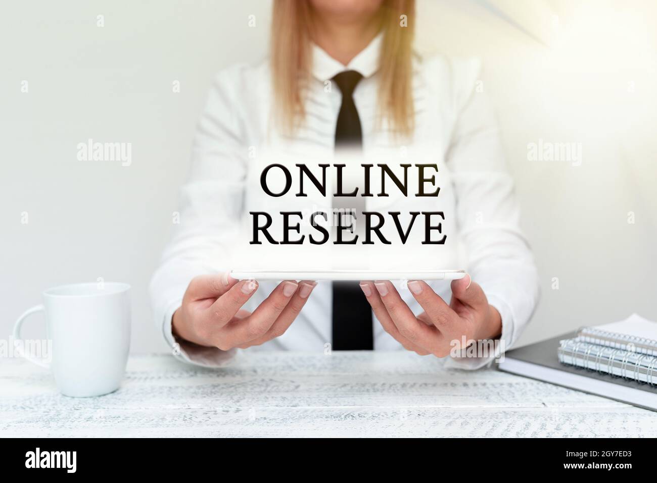 Hand writing sign Online Reserve, Business showcase enables the ...