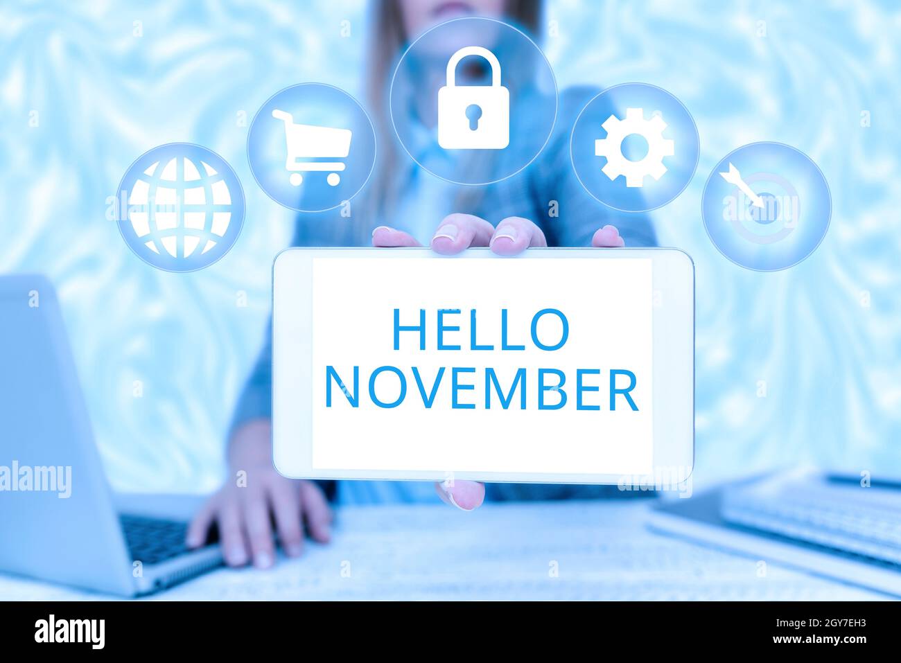 Sign displaying Hello November, Business concept greeting used when ...
