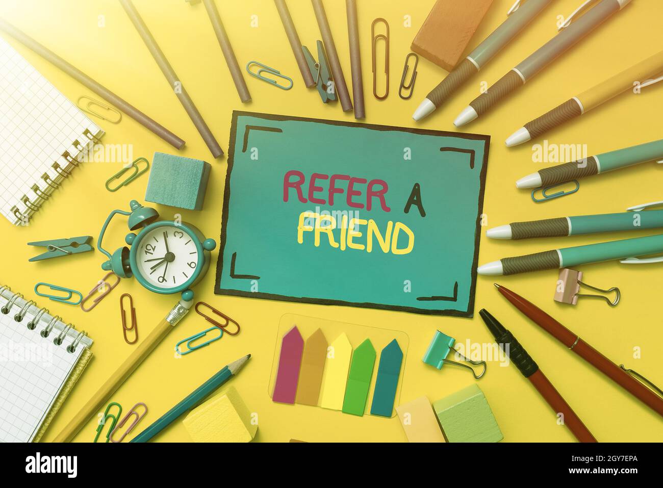 Writing displaying text Refer A Friend, Word Written on direct someone ...