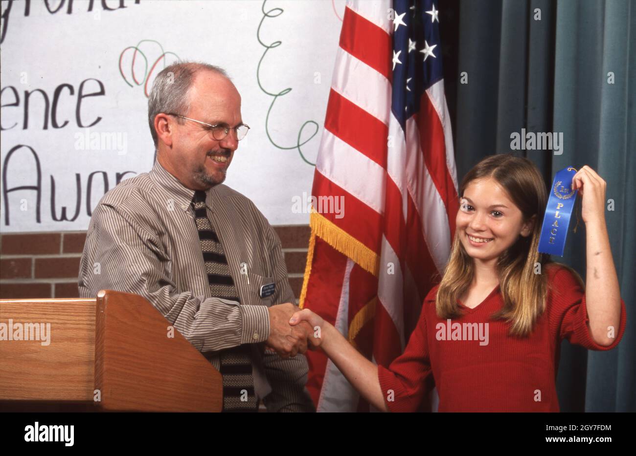 Austin Texas USA, January 1996: Anglo girl shakes school principal's ...