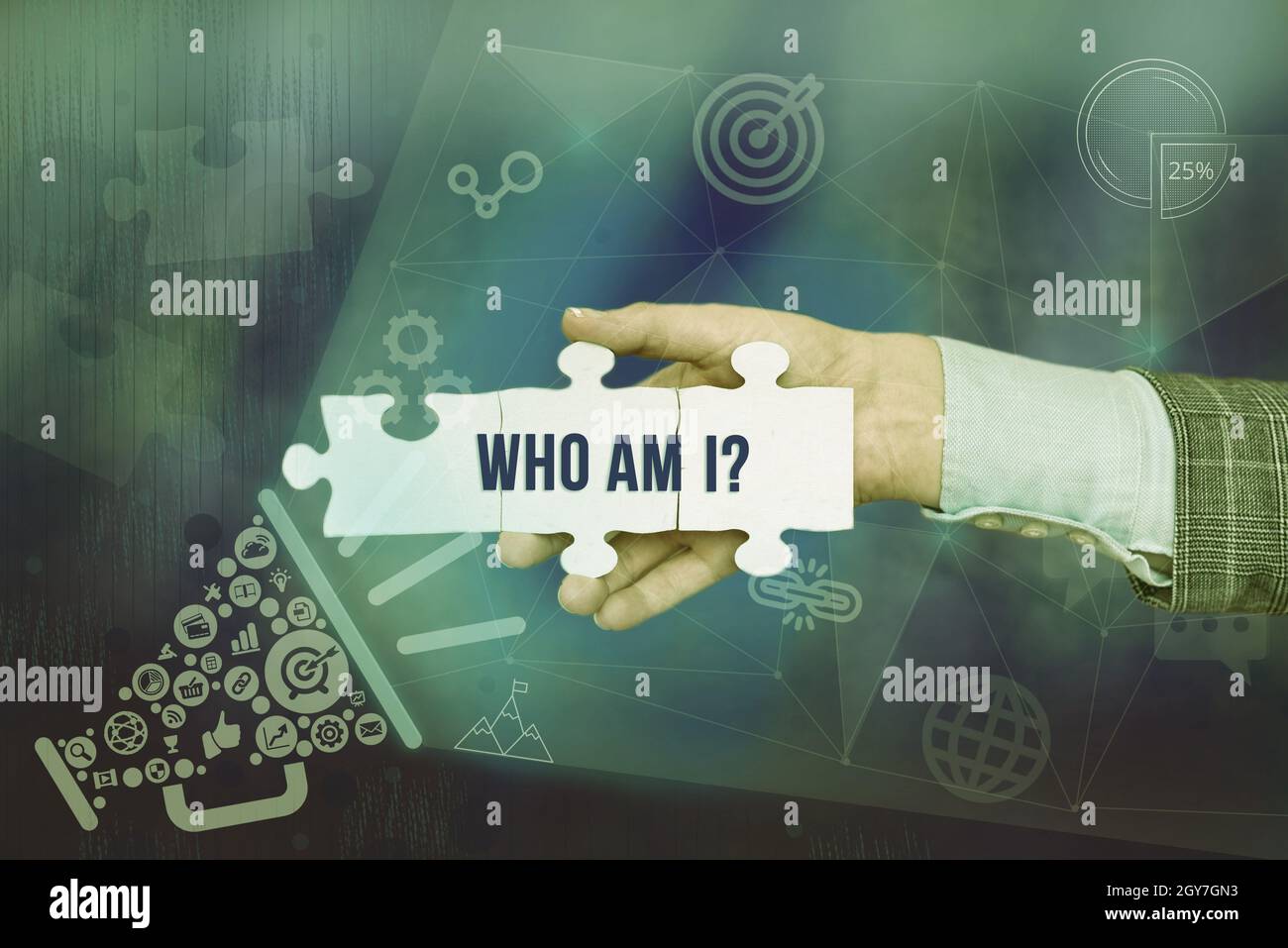 Sign displaying Who Am I Question, Word Written on asking about self ...