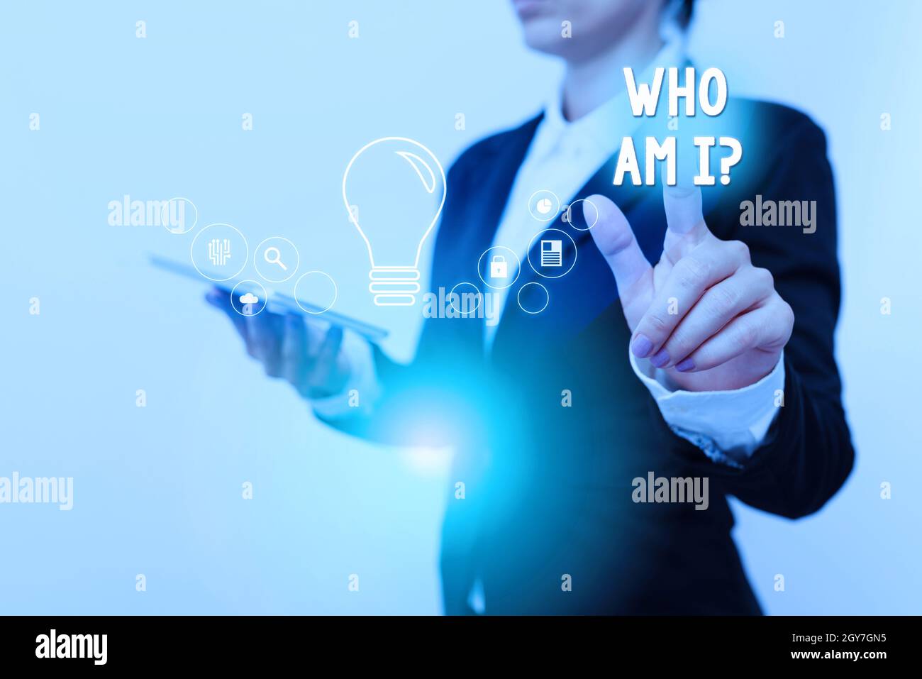 Writing displaying text Who Am I Question, Business overview asking ...