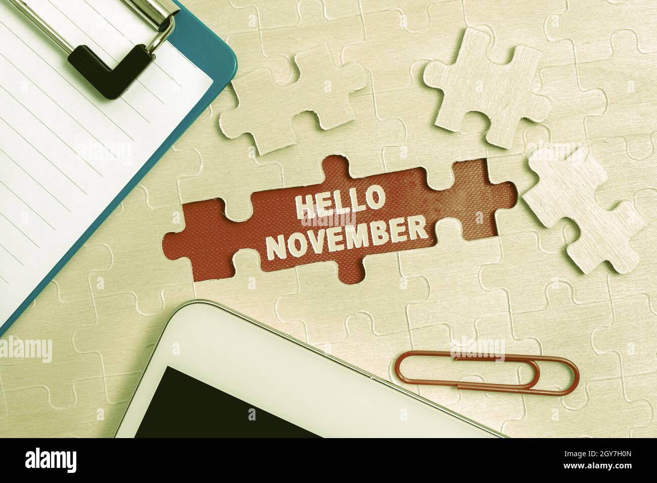 Text caption presenting Hello November, Business showcase greeting used ...