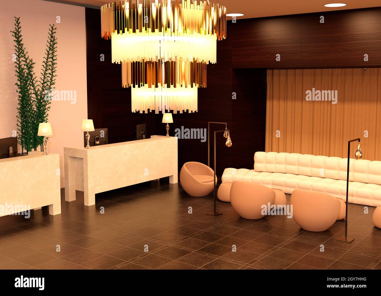3D rendering of a modern hotel lobby interior Stock Photo - Alamy