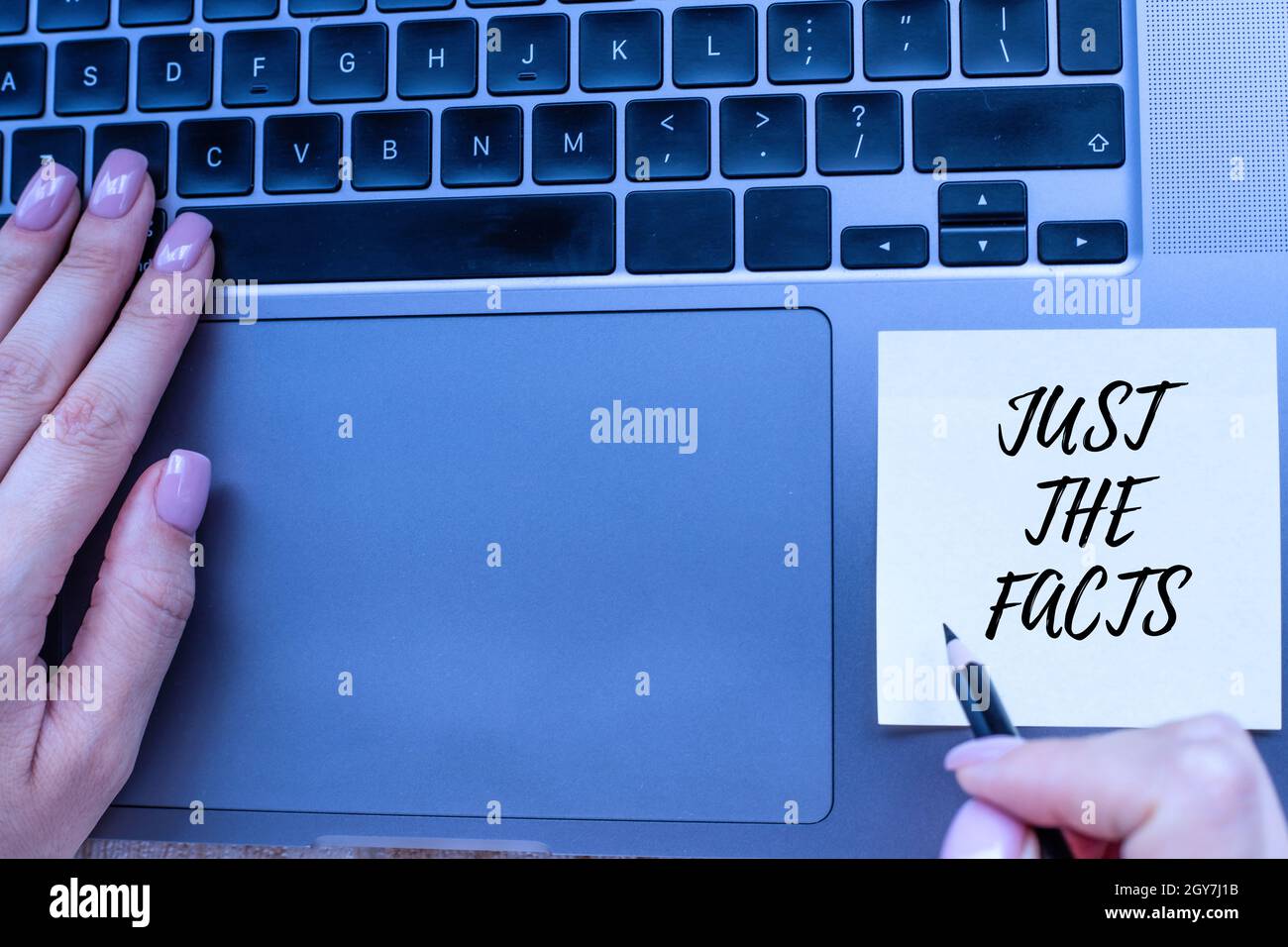 Text showing inspiration Just The Facts, Internet Concept to have the ...