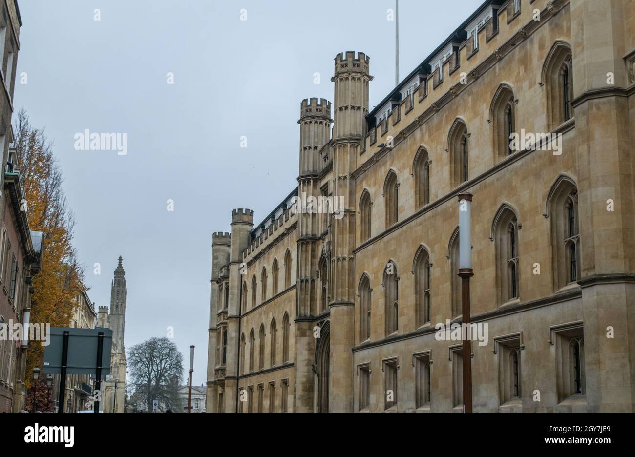 Medieval style building with many windows in Cambridge England Stock ...